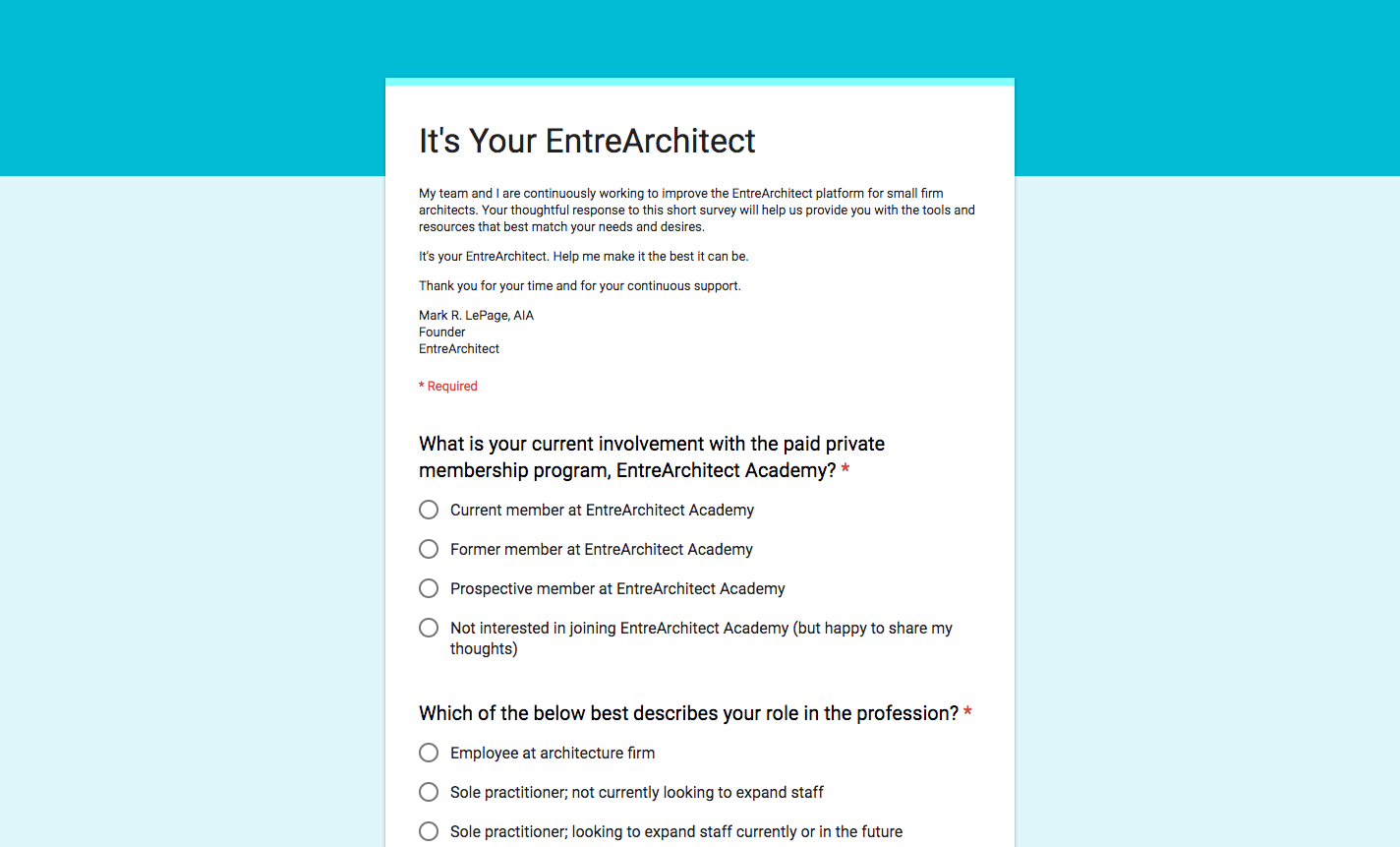It's YOUR EntreArchitect - EntreArchitect // Small Firm Entrepreneur Architects